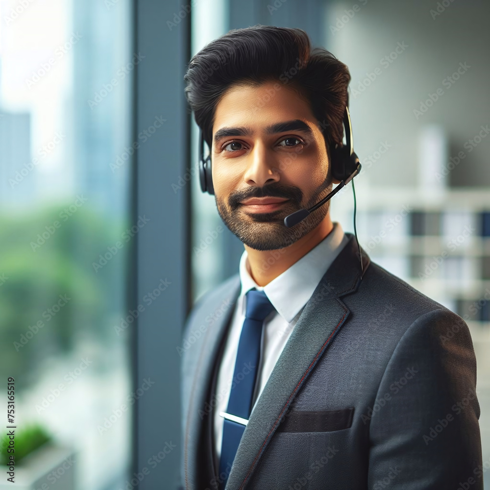 Professional Call Center Agent Engaged in Customer Service - Modern ...