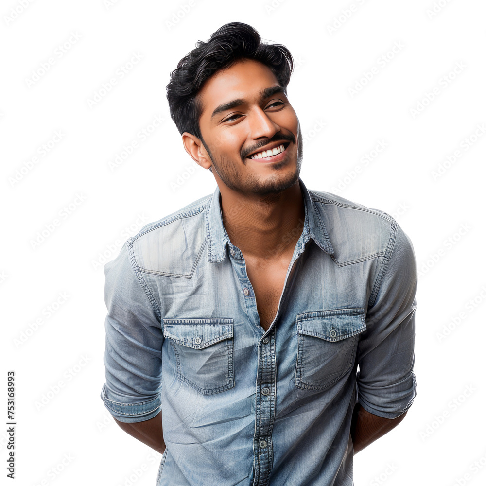 Studio portrait of a happy handsome indian model man with clean healthy ...
