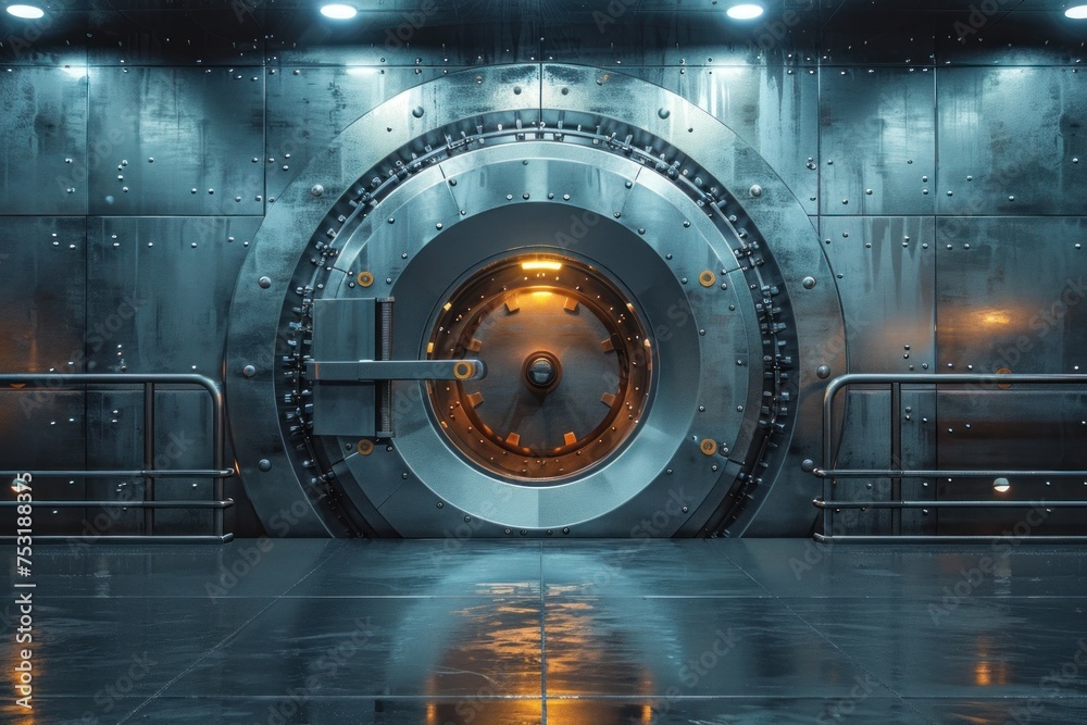 the entrance to a highly secure bank vault, with the imposing circle ...