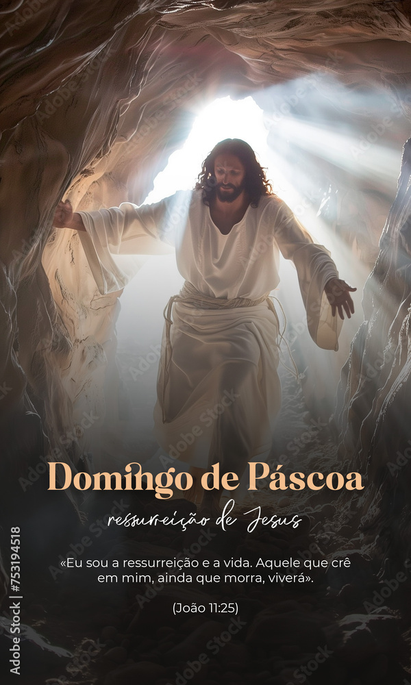 Domingo de Páscoa. Ressurreição Jesus Cristo na Semana Santa. Ele ...