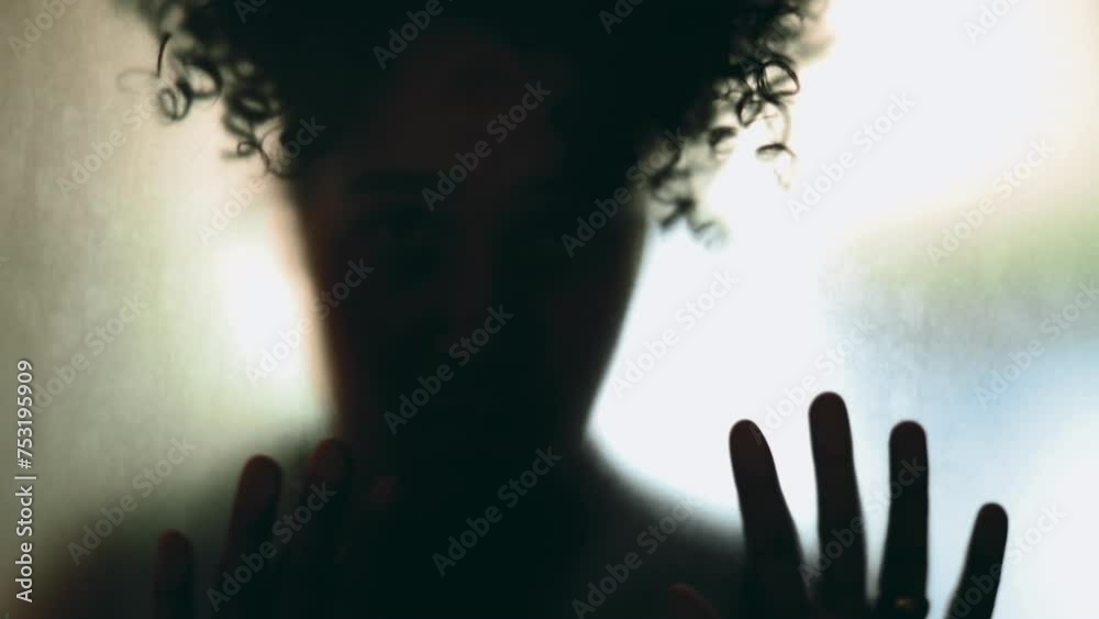 Woman Longing for Liberation, Monochrome Shadowy Outline Behind Hazy ...