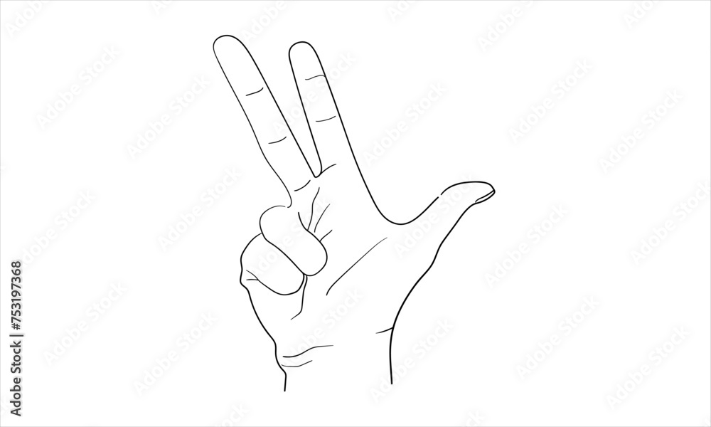 Hand in line art style. Continuous line art set isolated on white ...