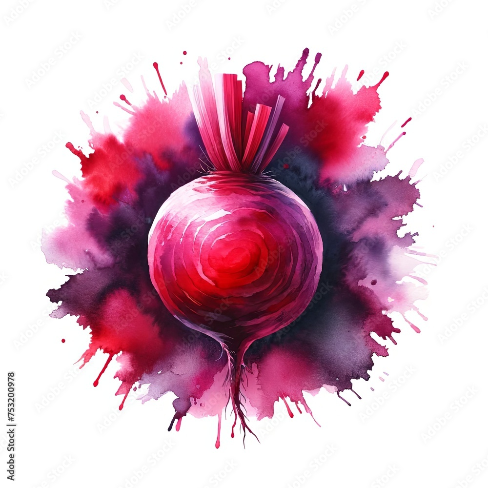Watercolour Beet. Abstract Watercolor Blot in Form of Beetroot. Hand ...