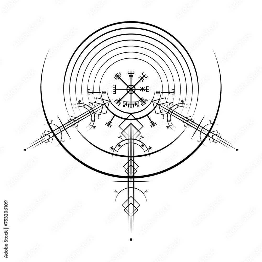 Vegvisir magic navigation compass ancient. The Vikings used many ...