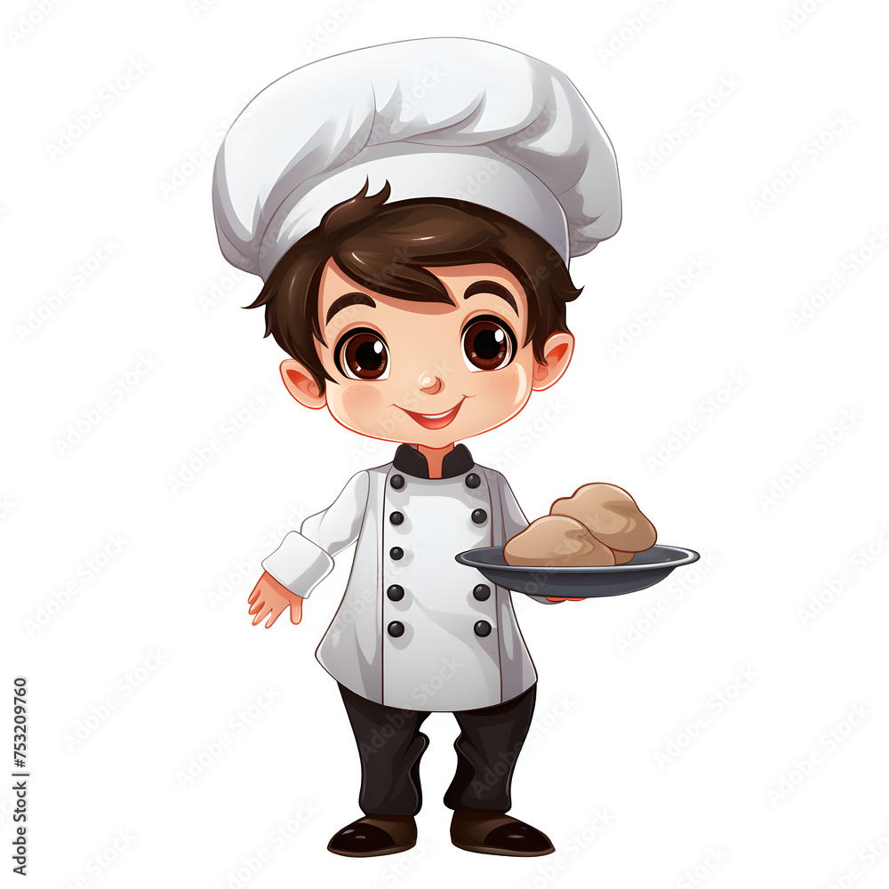Cute Chef Boy Represent the Food Illustration , Transparent Background ...
