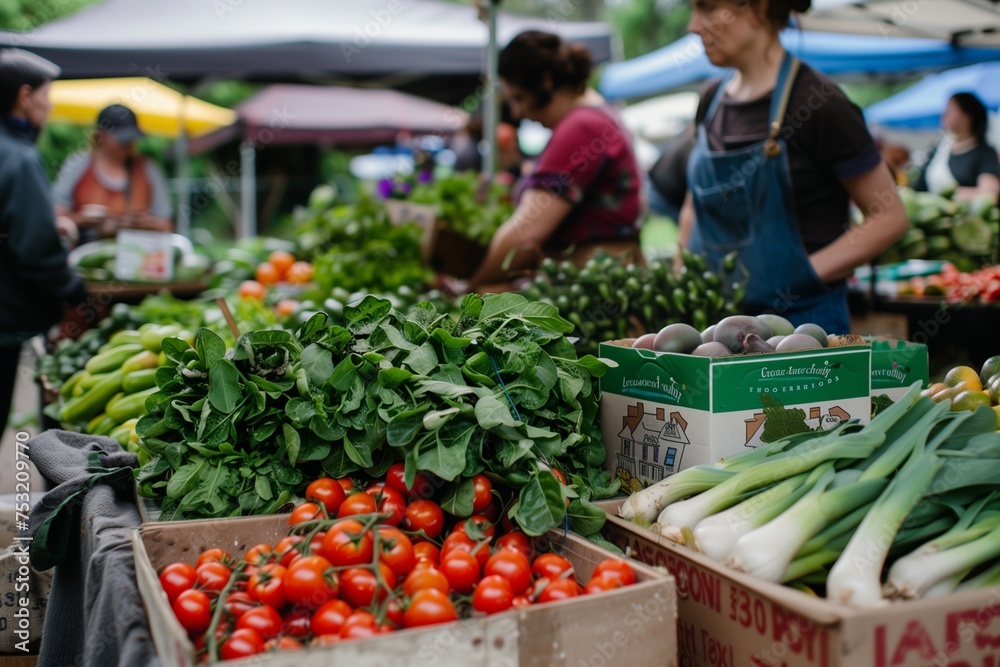 Community Gathering at a Farmers Market on Earth Day A Tapestry of ...