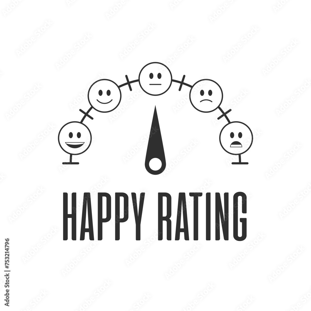 Happy indicator in flat style. Scale with arrow from unhappy to happy ...
