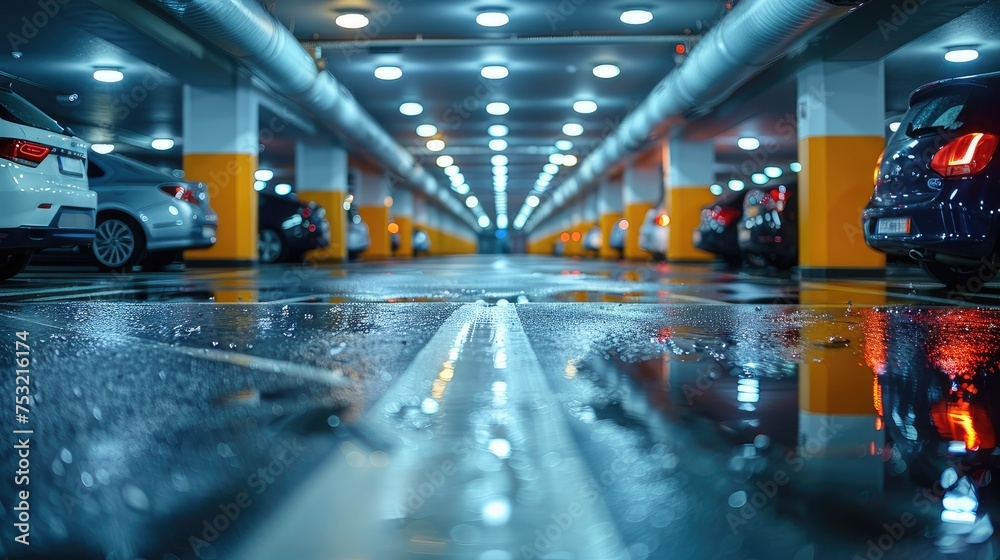 external car park with crisp white lane markings, showcasing efficient ...
