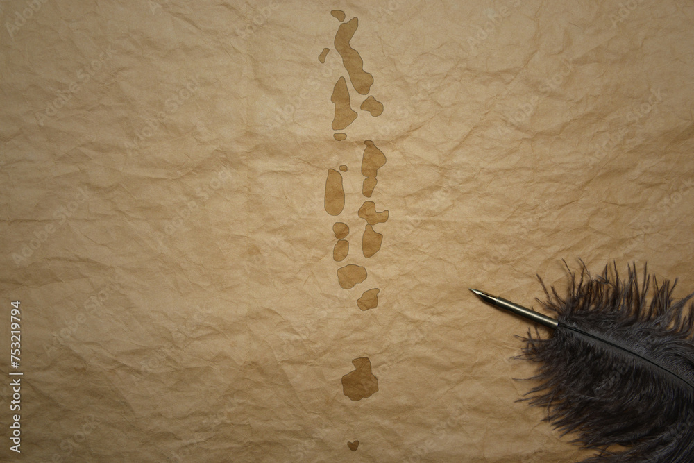 map of maldives on a old paper background with old pen Stock Photo ...