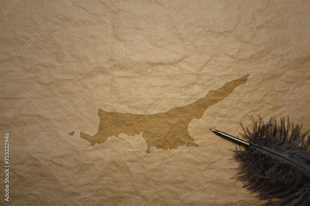 map of northern cyprus on a old paper background with old pen Stock ...