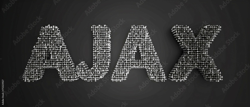 an illustration of Binary code streams shaping the letters AJAX with ...