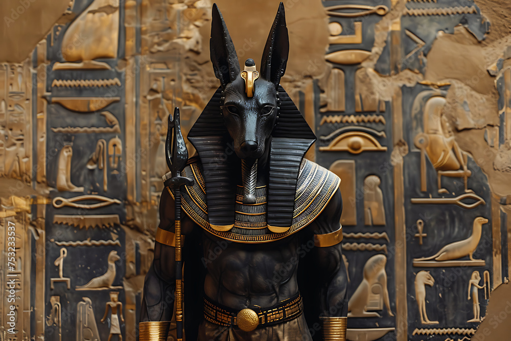 An impressive representation of Anubis, the ancient Egyptian god of the ...