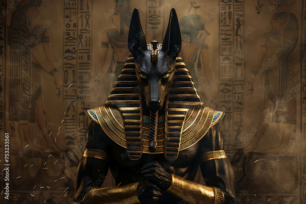 An impressive representation of Anubis, the ancient Egyptian god of the ...
