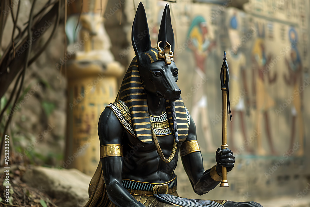 An impressive representation of Anubis, the ancient Egyptian god of the ...