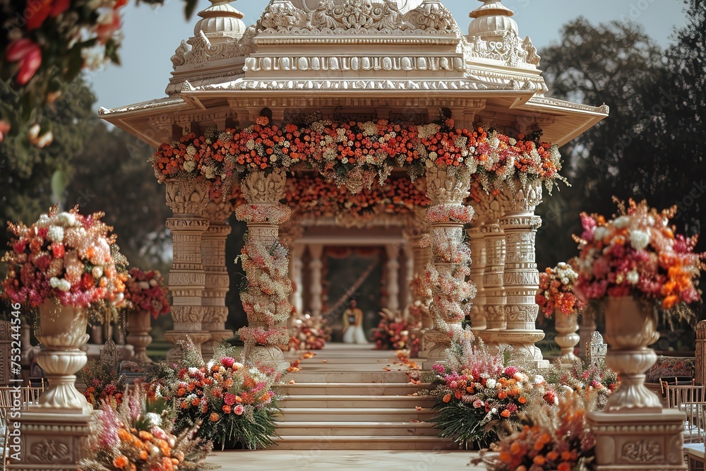Traditional Hindu Wedding Mandap A Sacred Canopy of Vows Stock Photo ...
