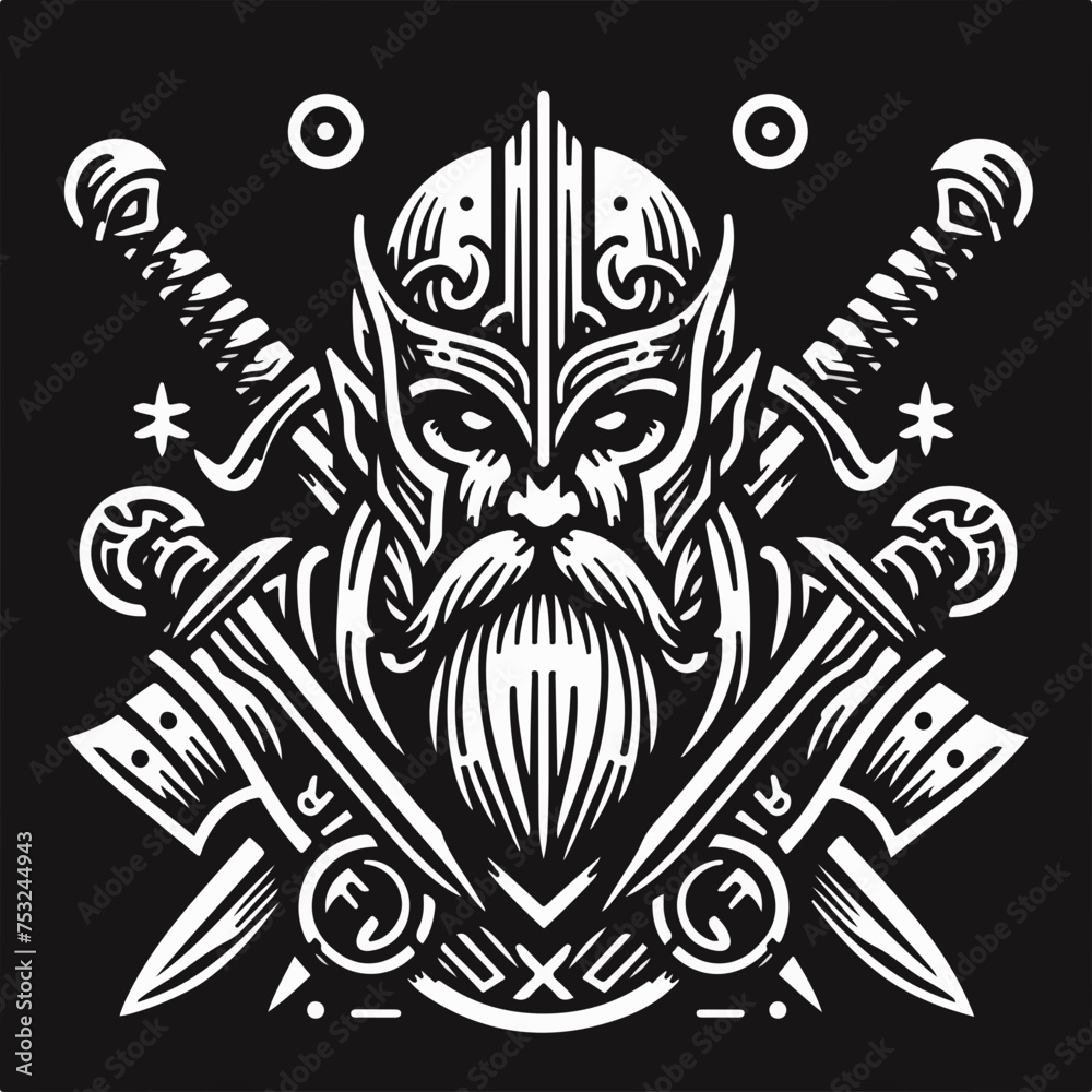 Baldr Balder or Baldur Norse God vector logo icon tattoo sticker. Stock ...