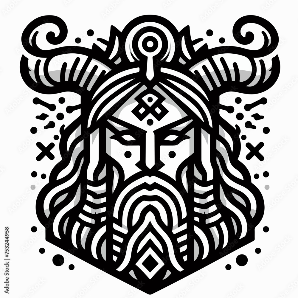 Baldr Balder or Baldur Norse God vector logo icon tattoo sticker. Stock ...