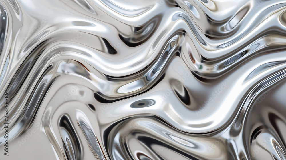 Abstract wavy background with silver smooth metal texture Stock ...