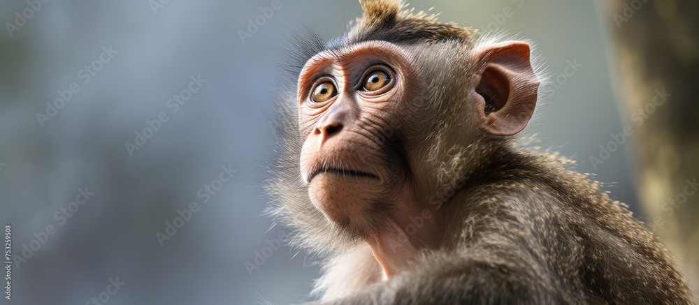 Curious and Playful Monkey Locks Eyes with the Camera in a Charming ...