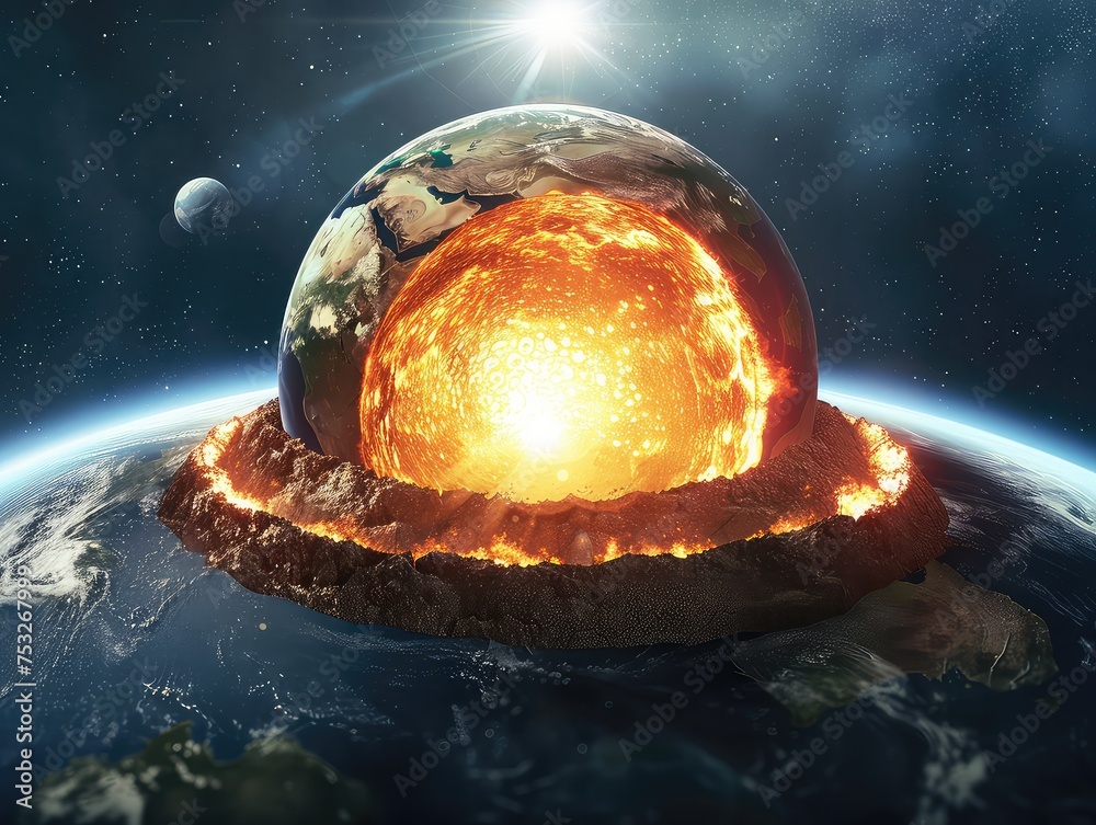 Earth's Layered Structure - Illustration of Earth's Layers - Core at ...