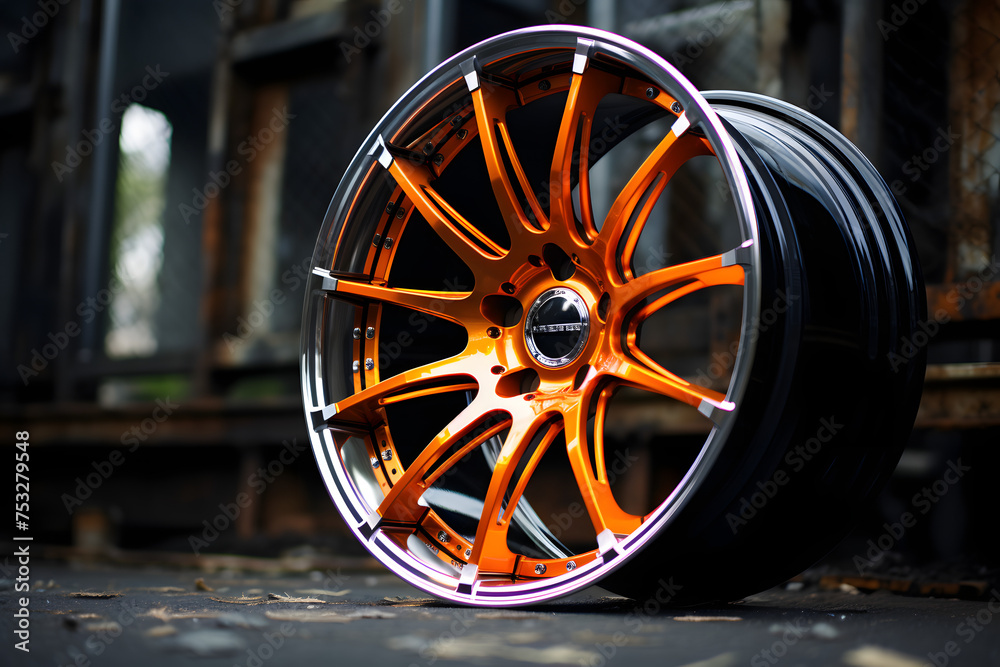 product photo of a car rim, car rim product photo, cool car rim, steel ...