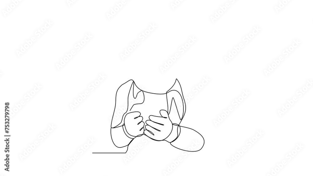 Animated self drawing of a man wearing a wool jacket in winter video ...