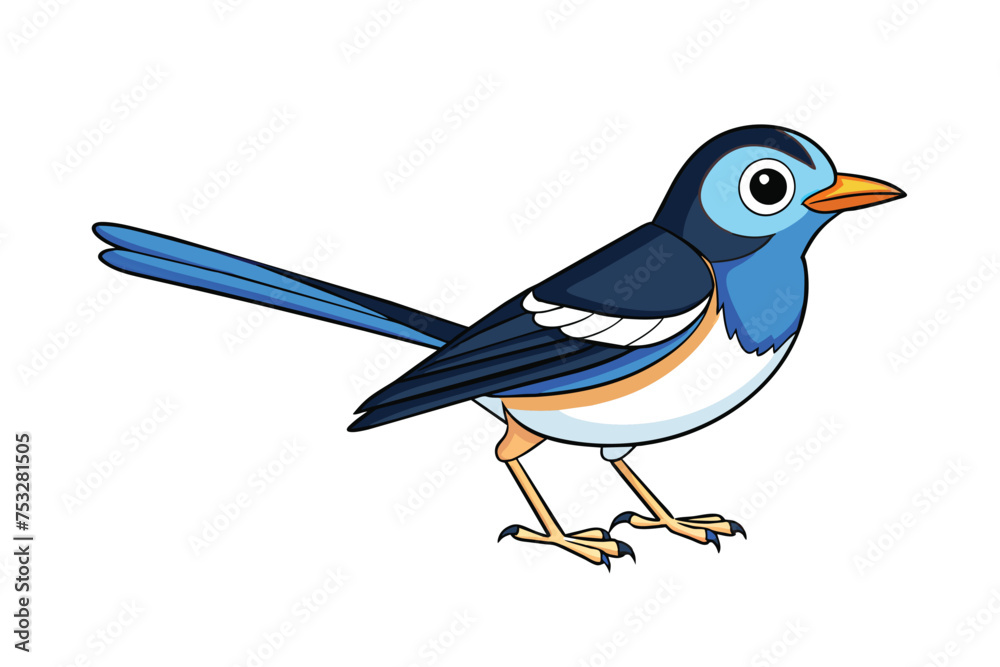cute cartoon wagtail white background vector art Stock Vector | Adobe Stock