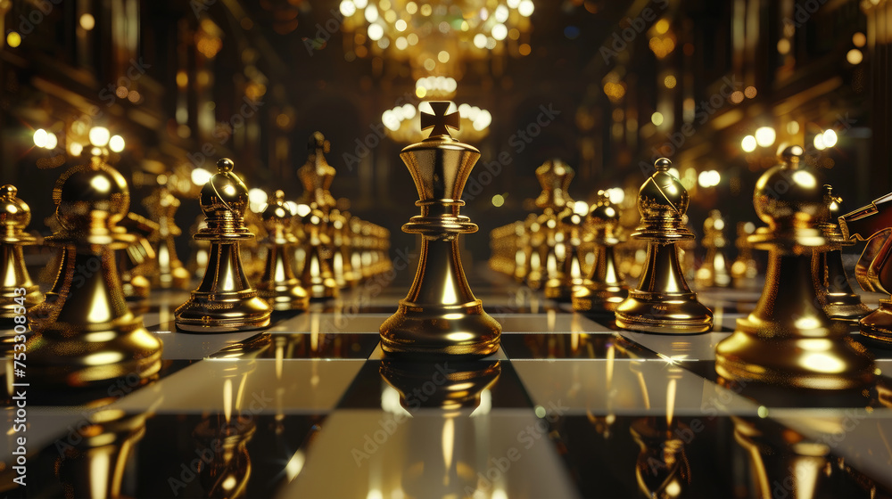 golden shiny chess 素材庫插圖 | Adobe Stock