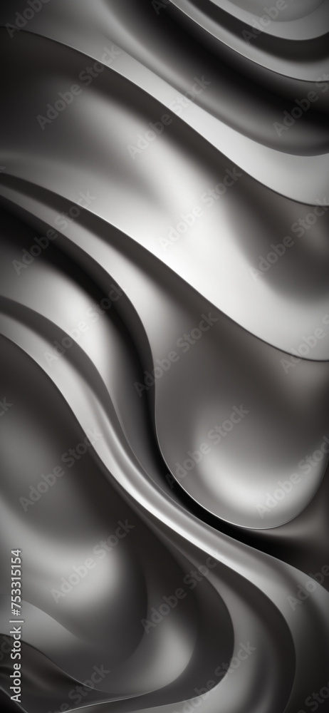 Abstract background in silver colors made of curved metal strips and ...