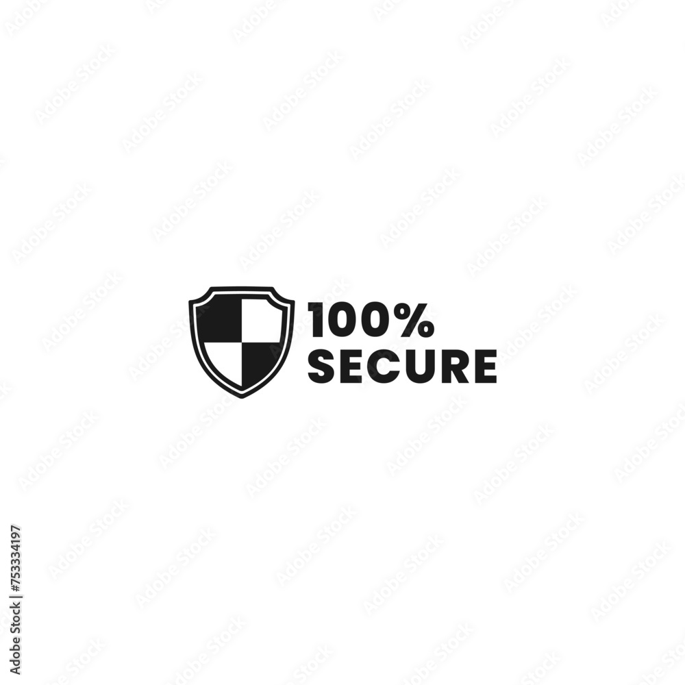 100% secure logo or 100% secure label vector isolated in Flat Style ...