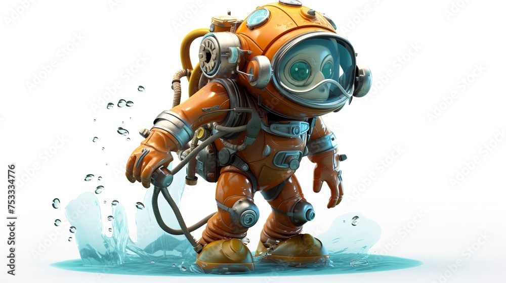Scuba diver 3D characters exploring Stock Illustration | Adobe Stock