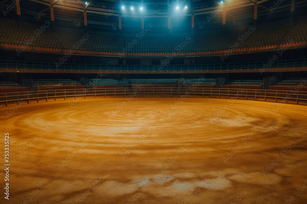 Empty round bullfight arena in Spain. Spanish bullring for traditional ...