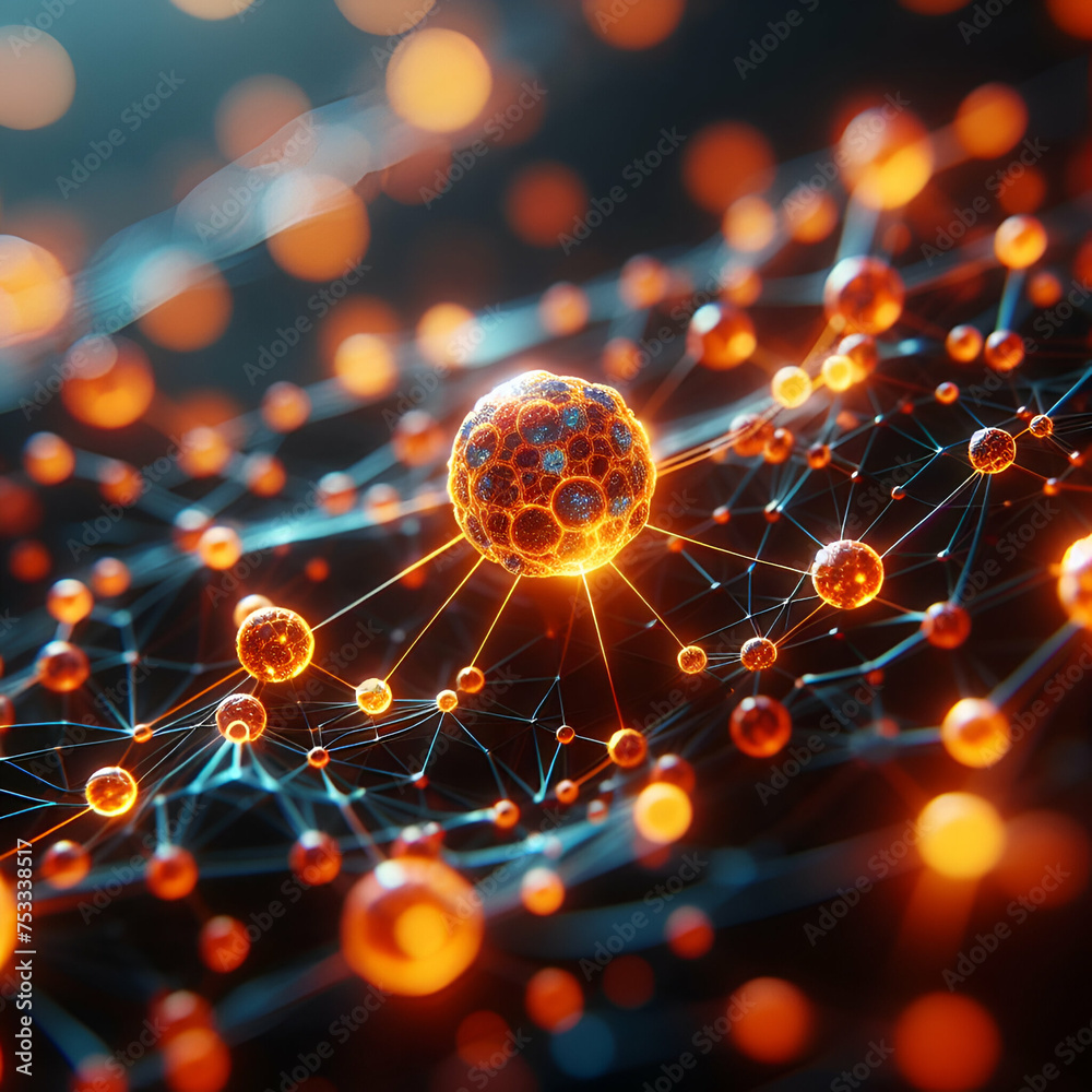 Complex Mesmerizing Orange Intricacies Glowing On Black Neural Links ...