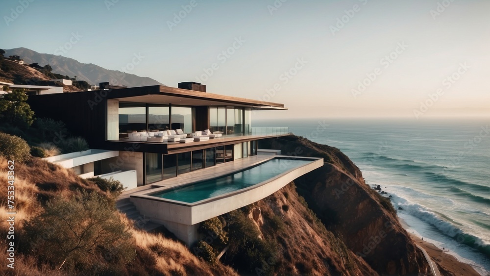 Stunning modern villa nestled in the hills of Malibu, California ...