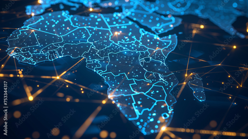 Digital map of Africa, concept of global network and connectivity, high ...