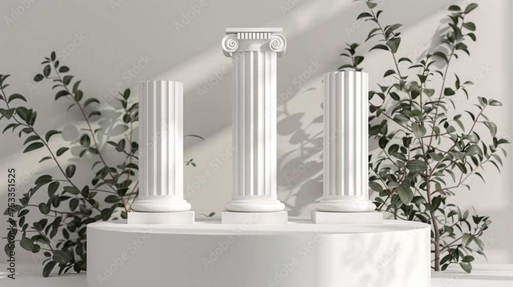 Background podium column 3d roman luxury greek white ancient display ...