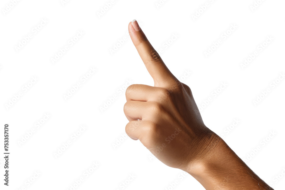 Hand displaying and pointing with the forefinger hand sign in American ...