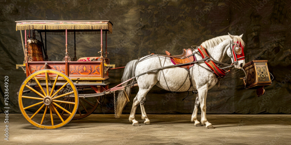 Echoes of History, Authentic Medieval Horse-Drawn Carriage Illustration ...