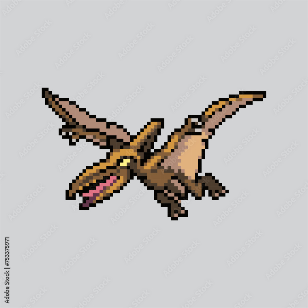 Pixel art illustration Pterodactyl. Pixelated Dinosaur. Pterodactyl ...