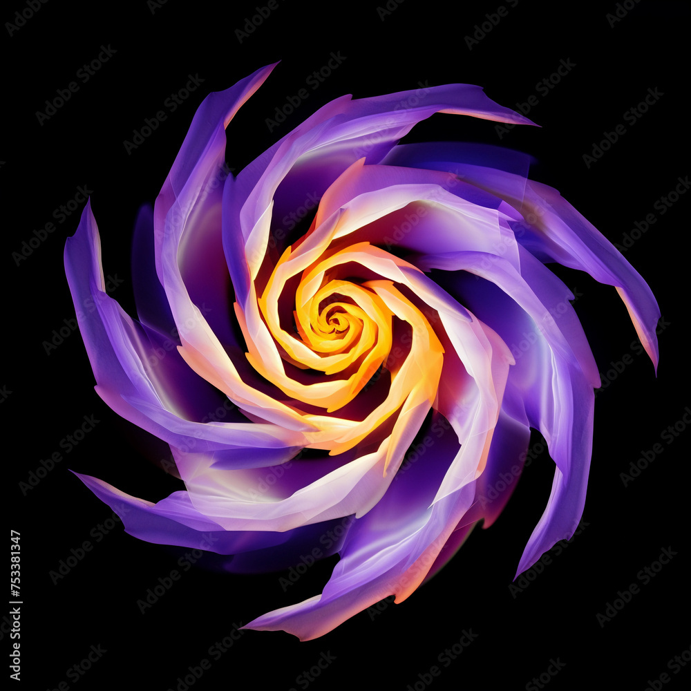 A flower with a spiral shaped bloom petals twisting around a central ...
