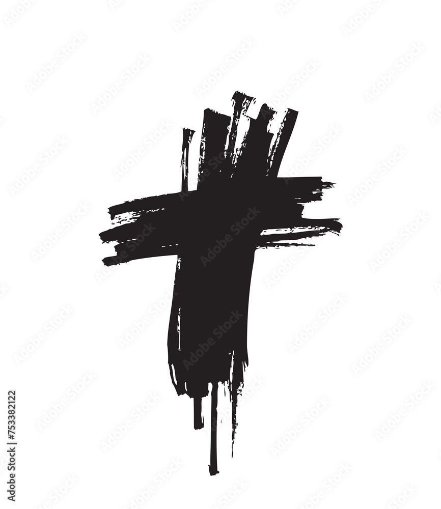 Hand drawn cross. Vector cross. The cross is made with a brush Stock ...