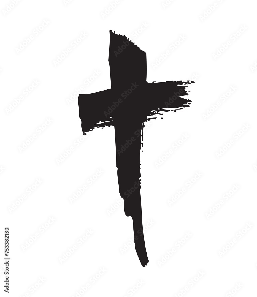 Hand drawn cross. Vector cross. The cross is made with a brush Stock ...
