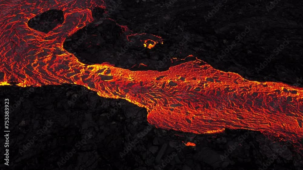 Volcano Eruption in Iceland, Flowing Red Hot Lava River, Incredible ...