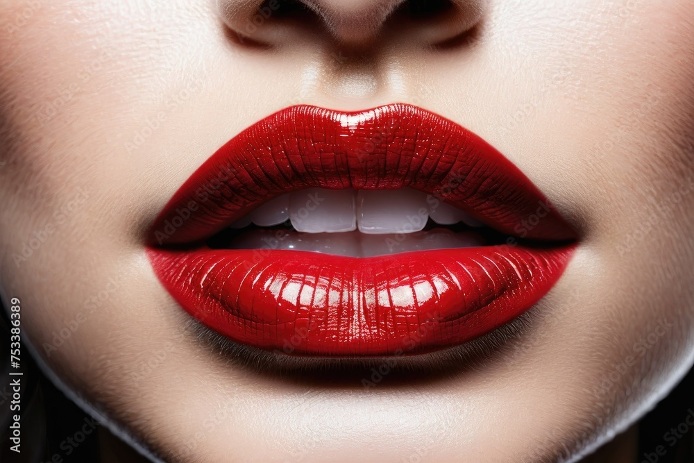 Lipstick kiss mark, isolated, crisp edged on a stark white background ...