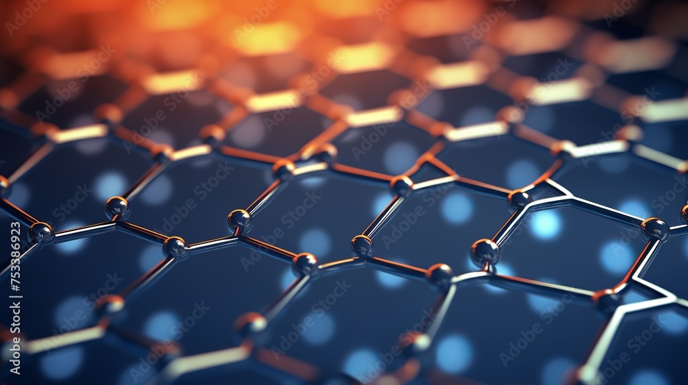 Featuring a nano sphere with a hexagon grid, the illustration ...