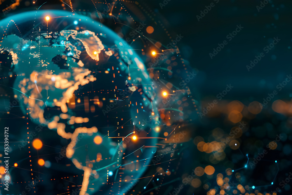 globe wrapped in a web of data, highlighting the global reach of the ...