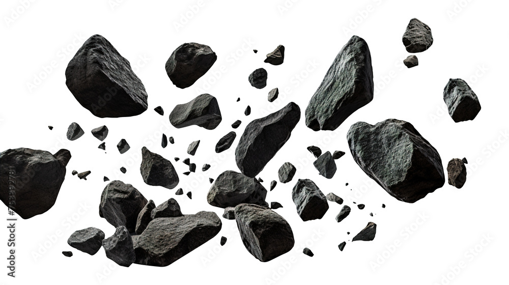 Falling black rocks isolated on transparent background Remove png ...