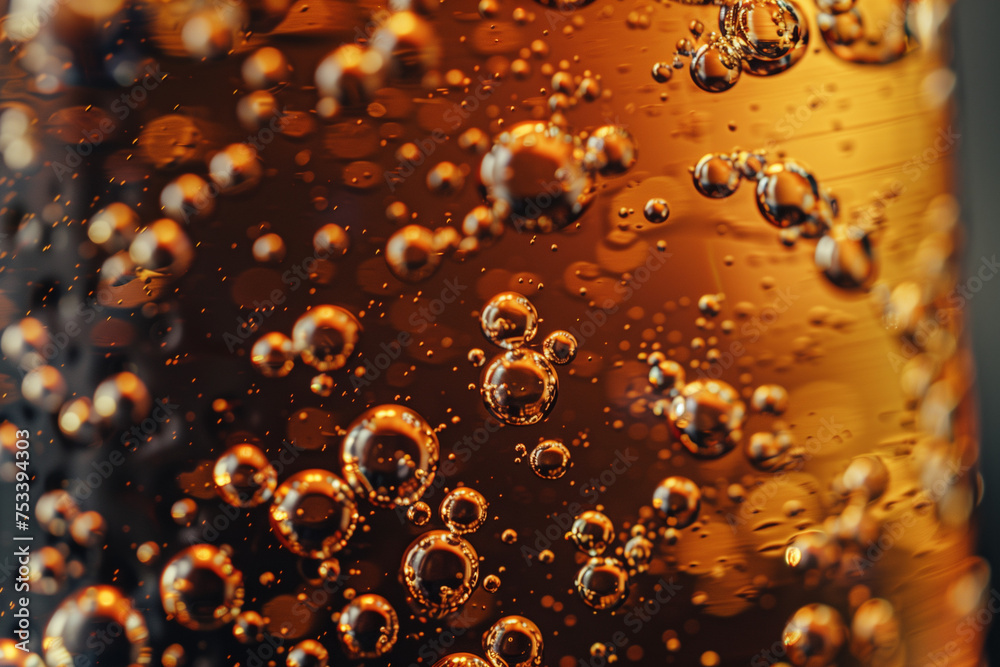 Close-up view of fermentation in action: bubbles rising in a carboy ...