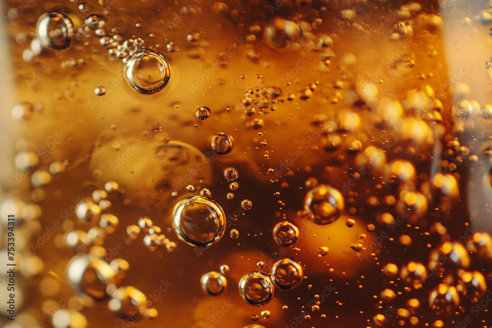 Close-up view of fermentation in action: bubbles rising in a carboy ...