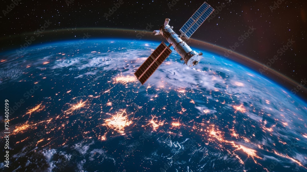 Small placed at the top of the satellite screen, satellite image ...